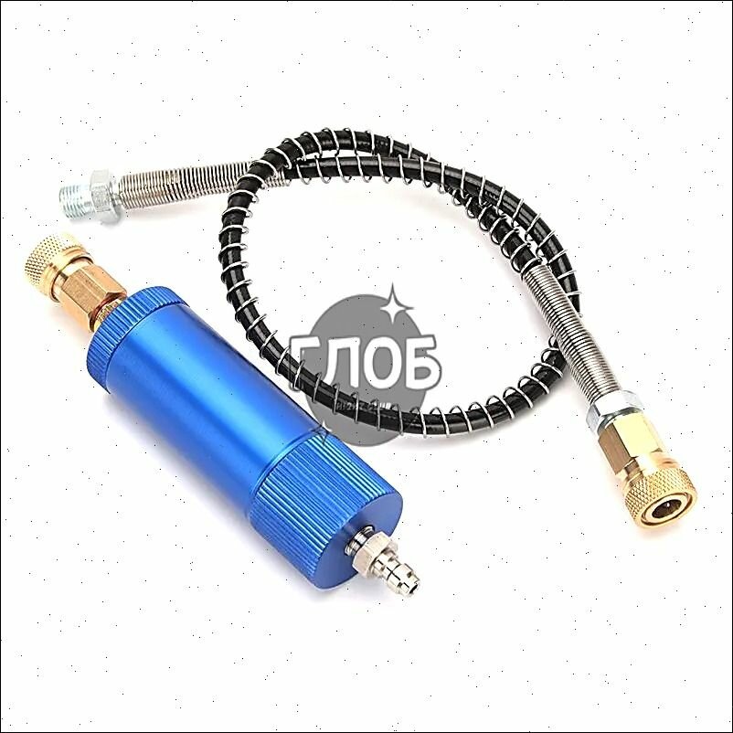 Фильтр для Ручного Насоса Высокого Давления с Нейлоновым Шлангом и Быстросъемными Соединениями, Резьба M10x1, PCP Компрессор Воздуха, Синий, Разделитель Воды и Масла, Фильтрующий Коттонный Элемент