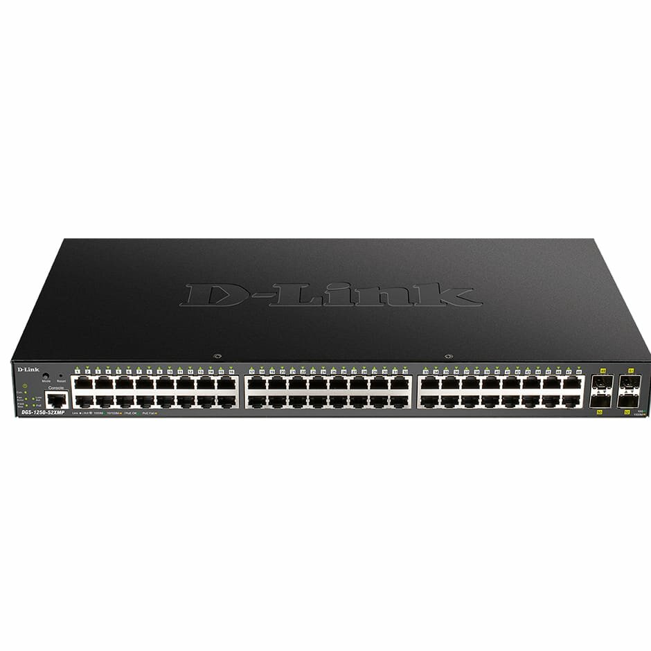 Коммутатор D-Link DGS-1250-52XMP/A1A черный