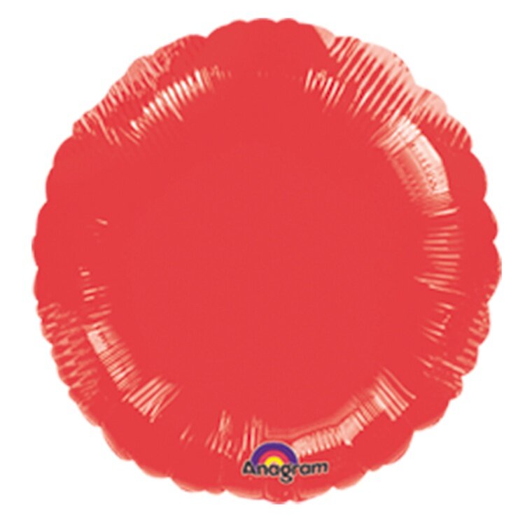 Воздушный шар Anagram без рисунка, круг 18" Металлик Red
