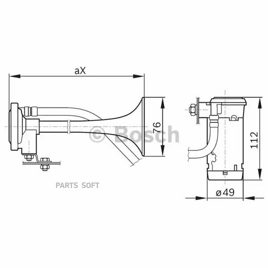 Сигнал звуковой 12V от официального дистрибьютора, BOSCH, артикул 0986320003