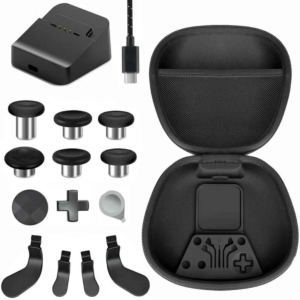 Полный комплект для Xbox Elite Controller Series 2: кейс, док-станция с кабелем, 6 металлических стиков, 4 педали, 2 D-Pad, инструмент