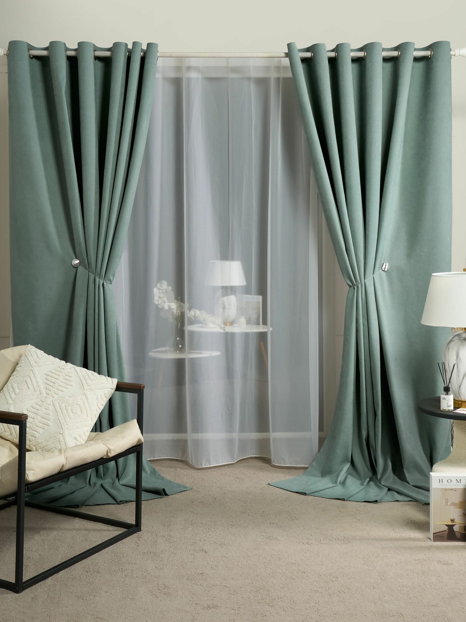 Комплект штор на люверсах "Канвас-Премиум 250" серо-мятный (248) арт.6539 (150х250 2 шт.)