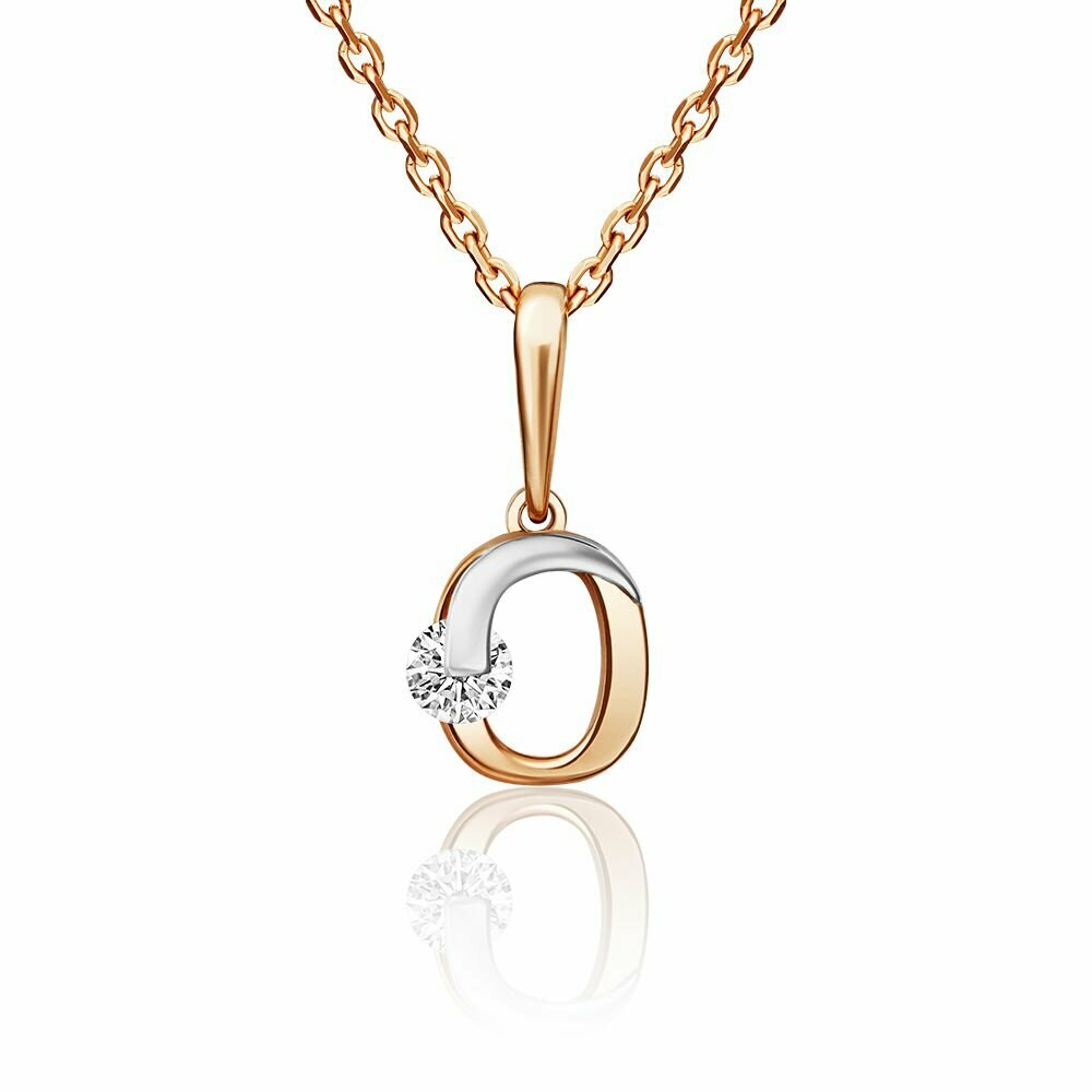 Подвеска, комбинированное золото, 585 проба, родирование, фианит