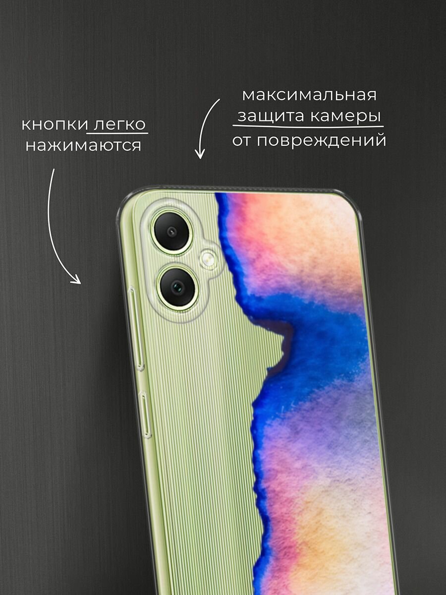 Чехол на Samsung Galaxy A05 / Самсунг Галакси A05 с принтом Синяя акварель, прозрачный — фото 1