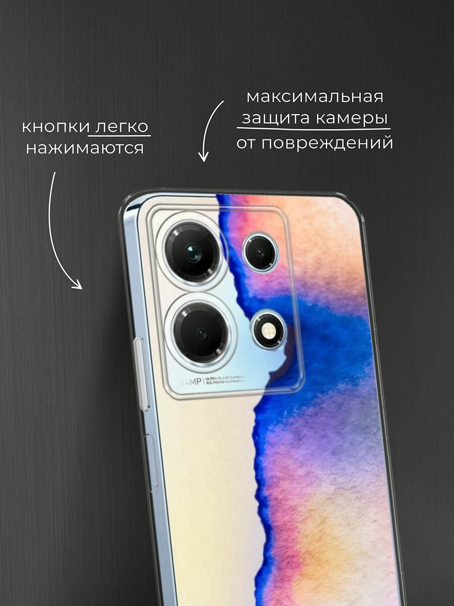 Чехол на Infinix Note 30 4G / Инфиникс Нот 30 4G с принтом Синяя акварель, прозрачный — фото 1