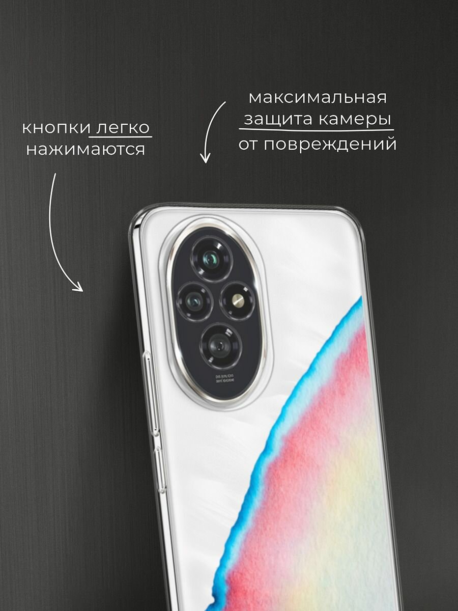 Чехол на Honor 200 / Хонор 200 с принтом Слияние красок, прозрачный — фото 1