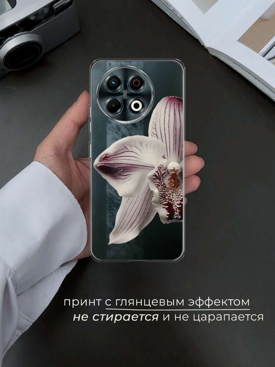 Чехол на Tecno Spark 30 Pro / Текно Спарк 30 Про с принтом Белая орхидея — фото 1