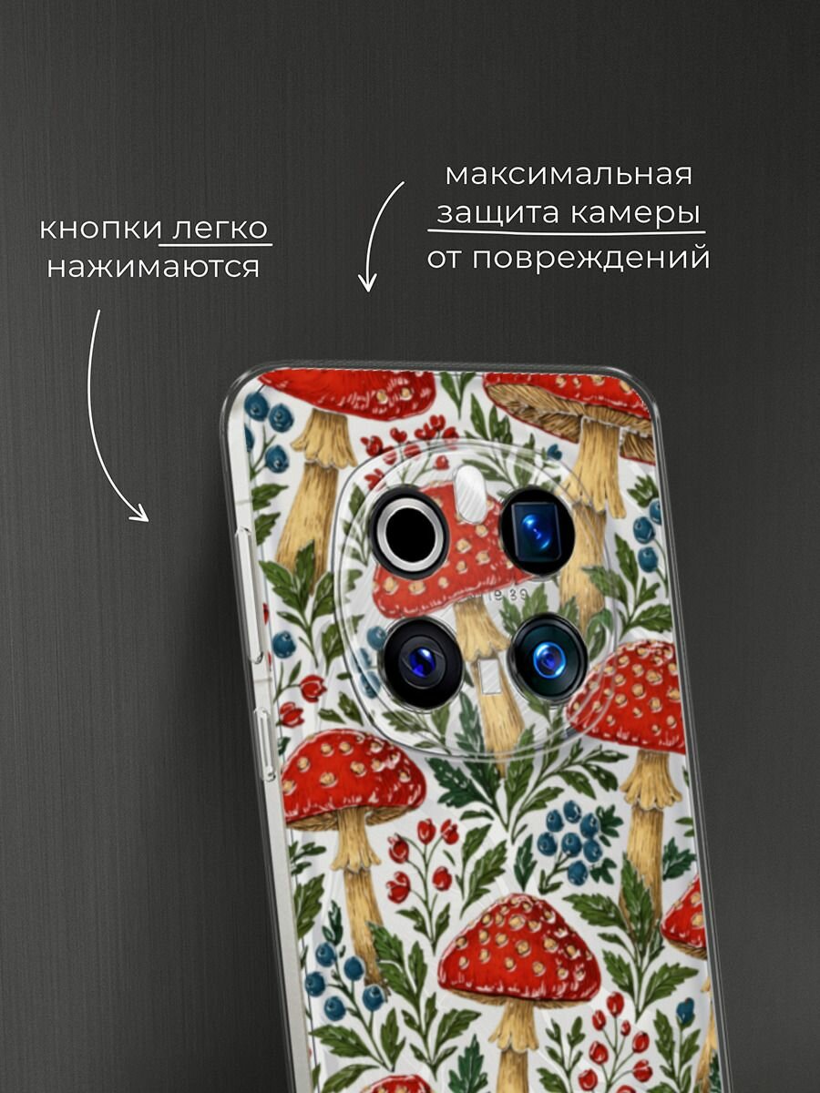 Чехол на Honor Magic 7 Pro / Хонор Мэджик 7 Про с принтом Мухоморы — фото 1
