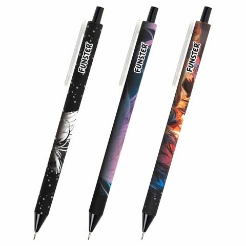 24 шт. Карандаш механический 0,7 мм с принтом FUNSTER (фанстер) "ANIME", корпус soft-touch ассорти, 182059