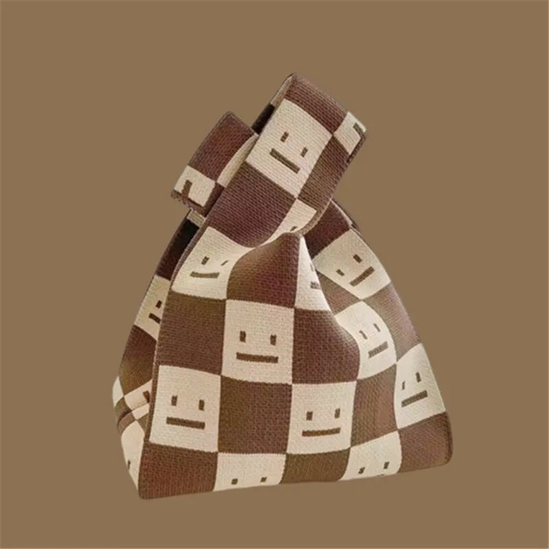 Женская вязаная маленькая сумочка ручной работы, повседневная сумка на запястье, многоразовая студенческая мини-сумка для покупок, подходящая для ежедневного использования на улице