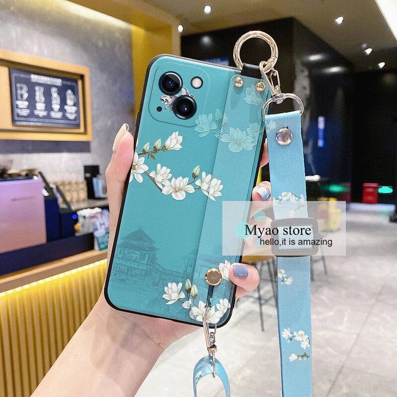 Redmi Note 9 8 7 Pro 9S 8T Чехол-держатель на запястье для Xiaomi Mi 11 11T 12 12T Pro Mi11 Lite Ретро чехол с длинным ремешком для телефона