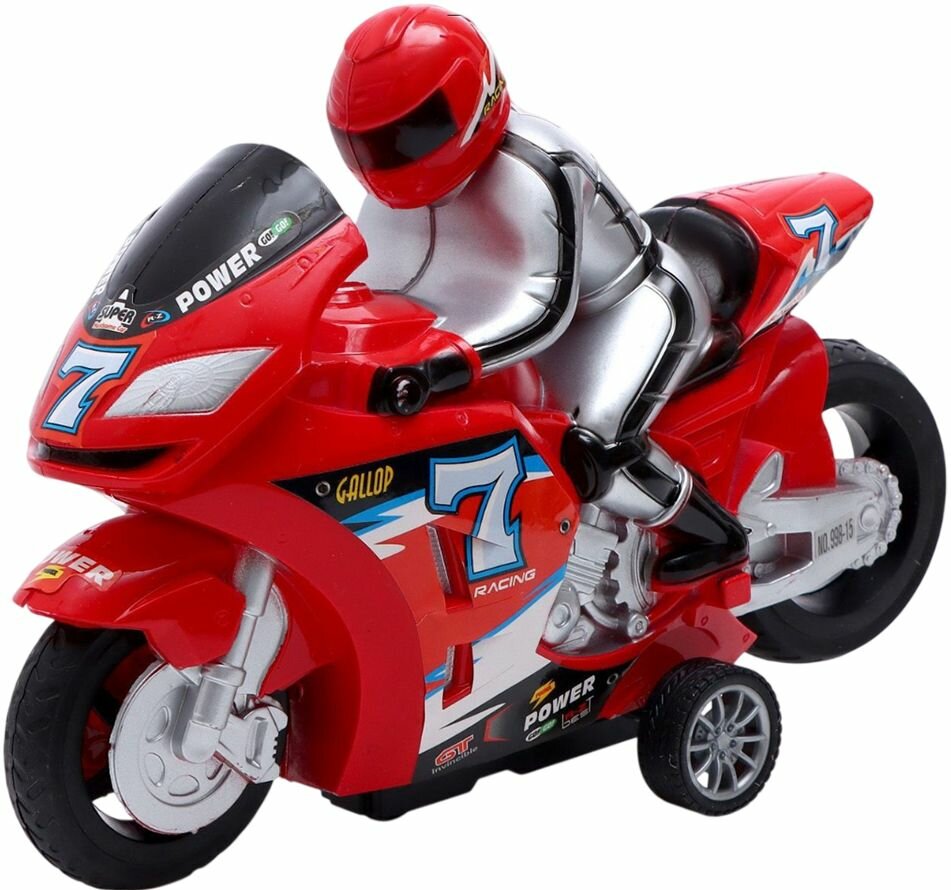 Мотоцикл радиоуправляемый "Спортбайк" с пультом управления, игрушечная модель транспорта для детей, работает от батареек, цвет красный