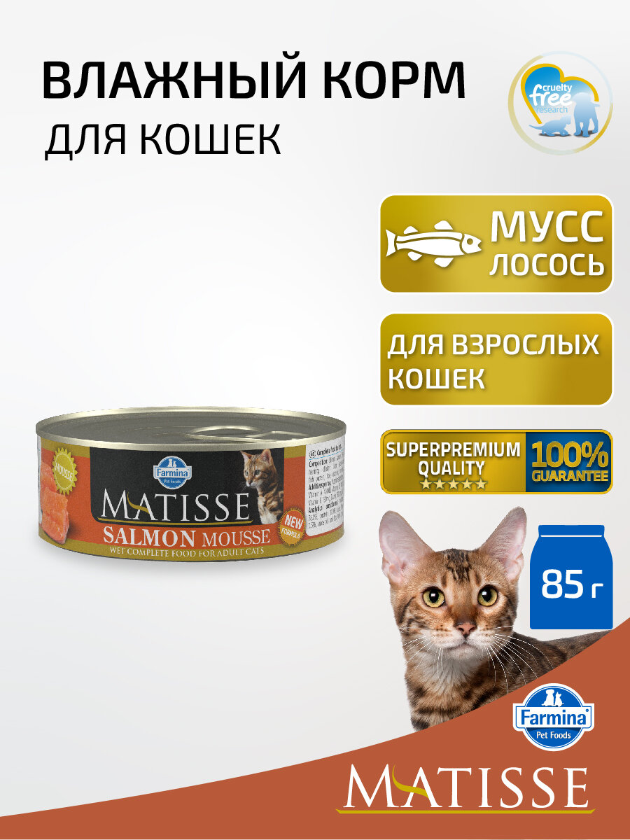 Влажный корм для кошек Farmina Matisse мусс с лососем 85гр