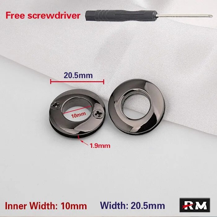 Люверсы с винтом, Аксессуары для сумки из сплава, Застежка, Его также можно использовать для украшения одежды, обуви и головных уборов, Внешний диаметр 20.5 мм, черный, 2 шт