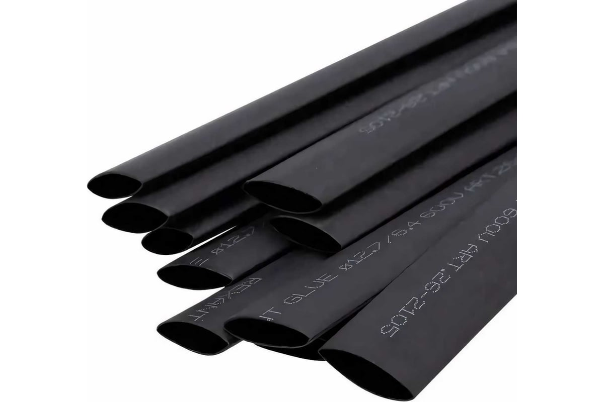 Трубка термоусаживаемая клеевая термоусадка REXANT сттк (2:1) 19,1/9,55 мм, двустенная, черная 1 м, REXANT {26-2107}