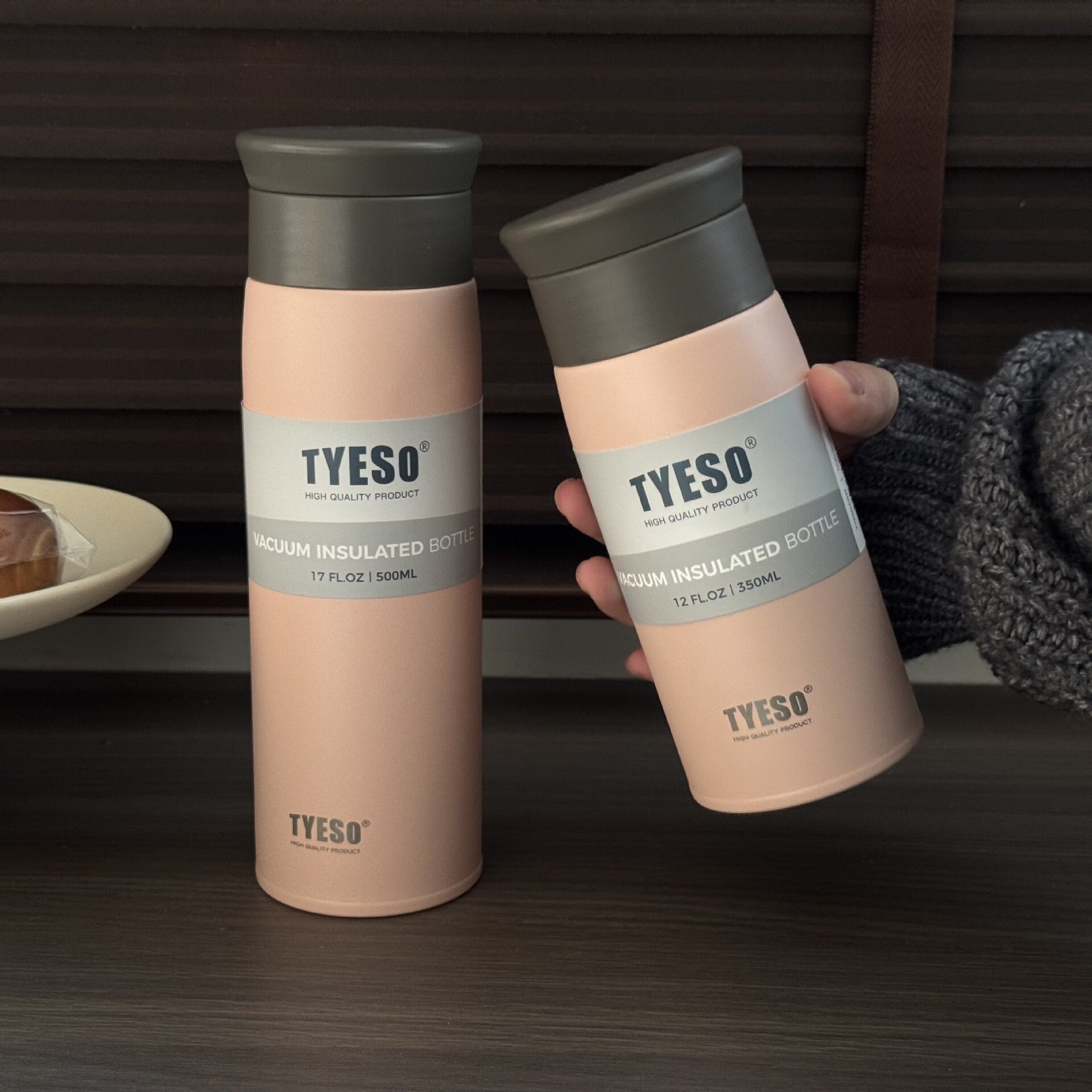 Термокружка TYESO 350 мл, нержавеющая сталь 304 (корпус и колба), современный стиль