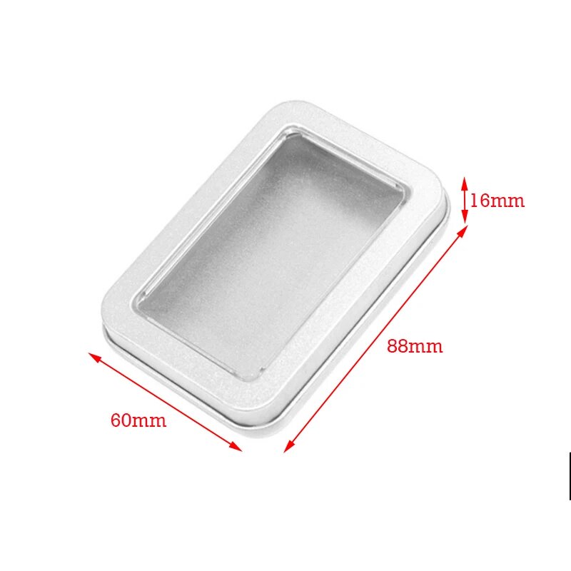 Металлические жестяные коробки с прозрачным окном, набор из 3 штук 88x60x16mm-B