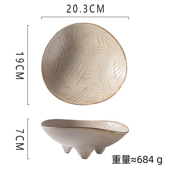 Рустикальная керамическая тарелка в японском стиле, винтажная керамическая тарелка с двумя ушками, салатная тарелка, домашняя ручная работа, высококачественная фруктовая тарелка, салатница, посуда