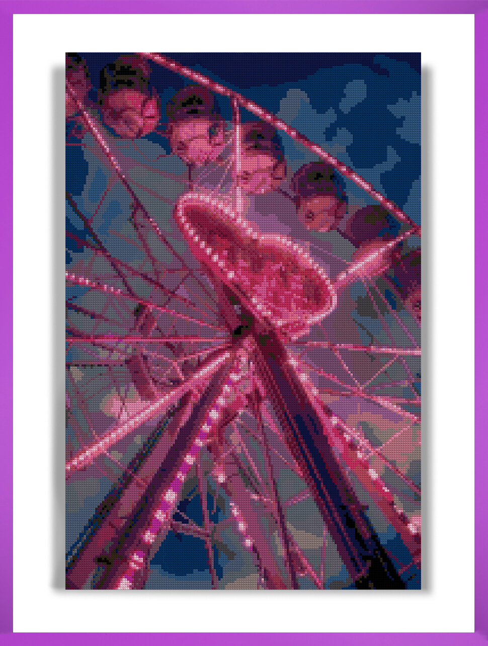 Алмазная мозаика на подрамнике - вышивка - Колесо обозрения любви 40 х 60 см