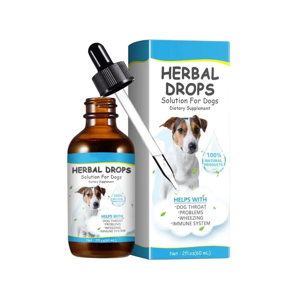 (1 флакон) 60 мл травяных капель от кашля для домашних животных (на ночь) -1 флакон