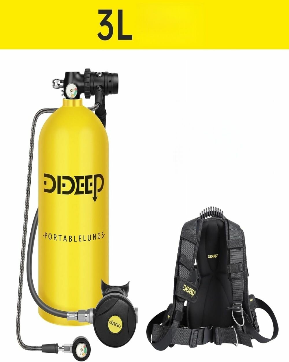 Новое 3-литровое водолазное снаряжение DIDEEP X6000Pro, портативный респиратор для дайвинга