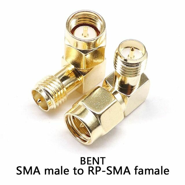 Штекер SMA male - RP-sma female, переходник угловой, позолоченный