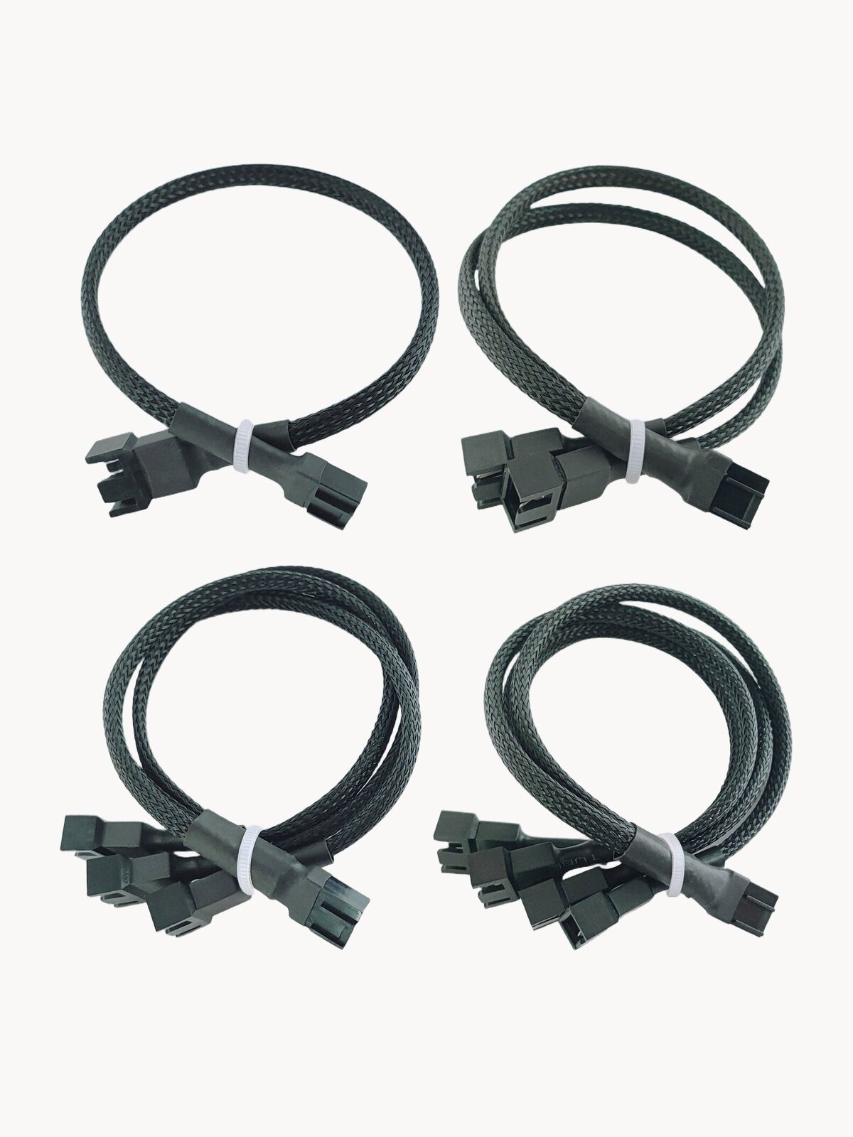 Кабель разветвитель на 3 кулера/вентилятора на 3-4 pin. PWM, 27см чёрный в оплетке, удлинитель вентилятора