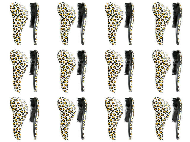 Trendy Расческа-гребень для волос коричневая Леопард, 12 шт