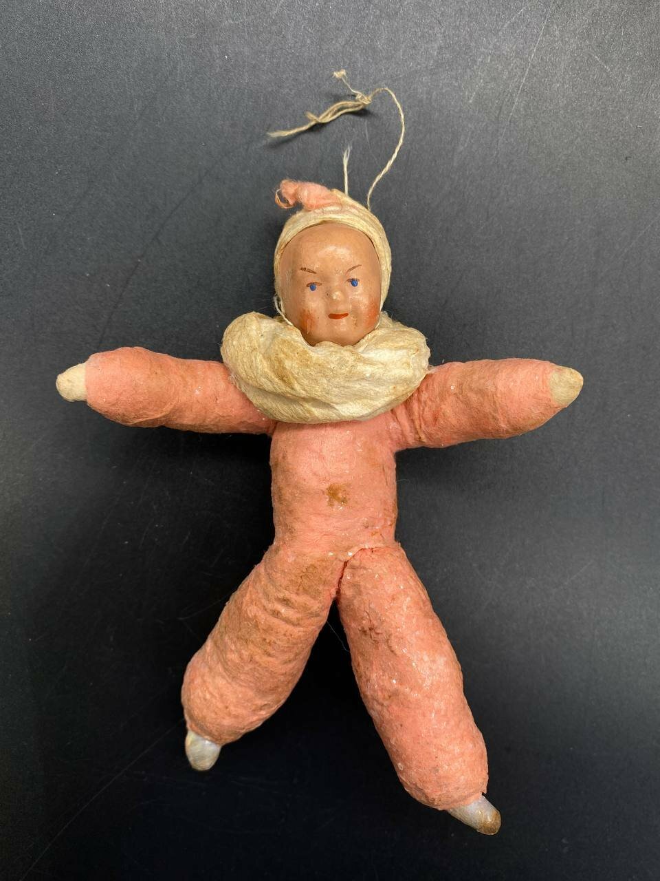 Игрушка ёлочная "Клоун", вата, мастика, клейстер, роспись, СССР, 1930-1950 гг.