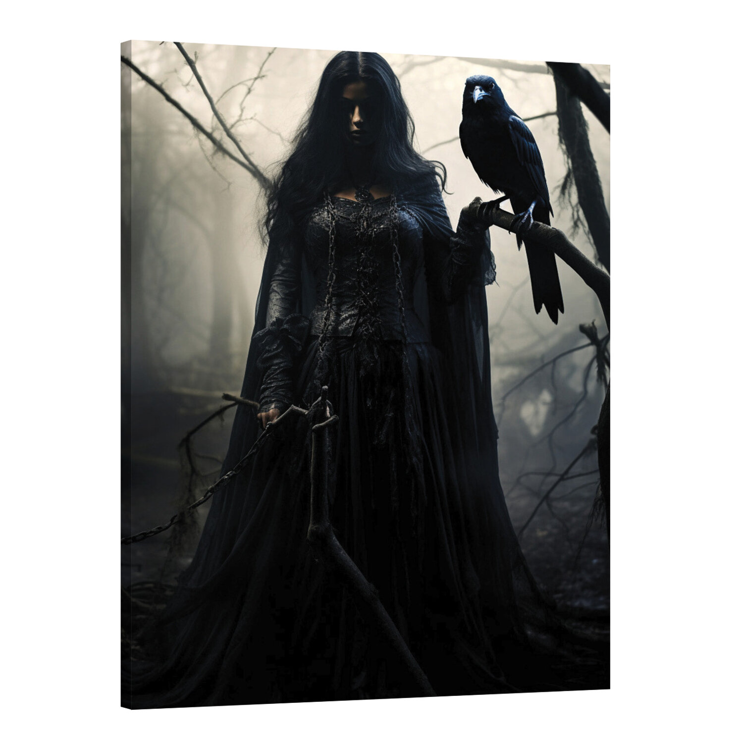 Интерьерная картина 50х70 "Ведьма с вороном"