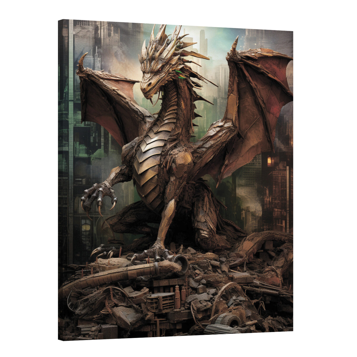 Интерьерная картина 50х70 "Деревянный дракон: символ рождения новой эпохи"