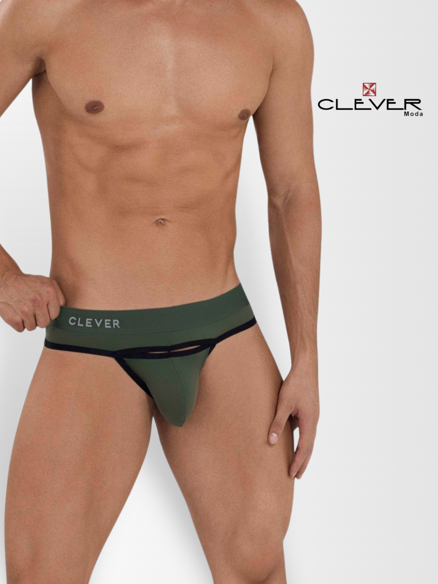 Мужские трусы стринги хаки Clever Moda CELESTIAL THONG 114710 M (46)