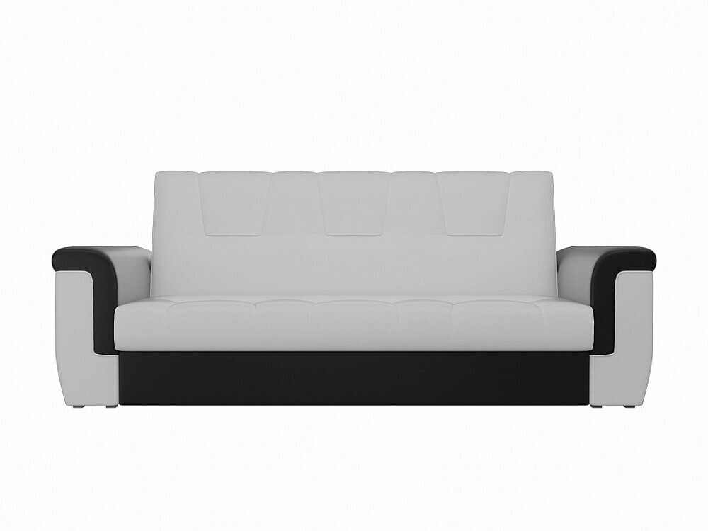 Прямой диван Эллиот Бело-Черный Экокожа, книжка, 236х97х98 см, с ящиком для белья