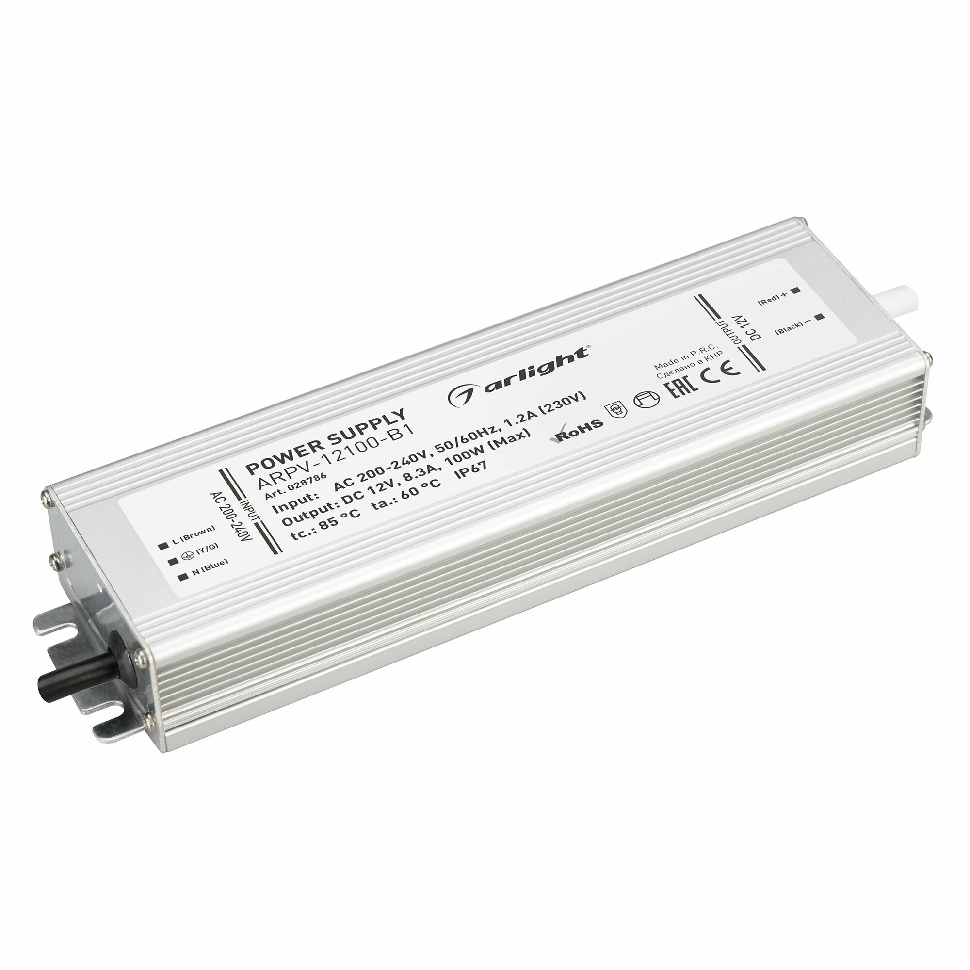 Блок питания для светодиодной ленты Arlight ARPV-12100-B1 (12V, 8,3A, 100W)