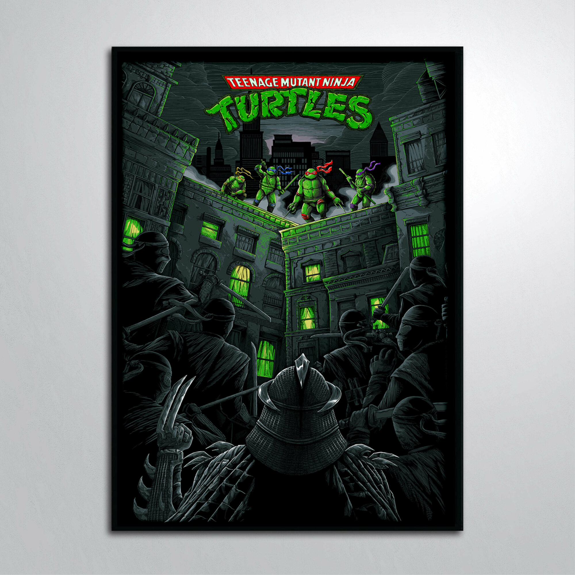 Постер без рамы/Черепашки ниндзя Схвартка Картина Teenage Mutant Ninja Turtles