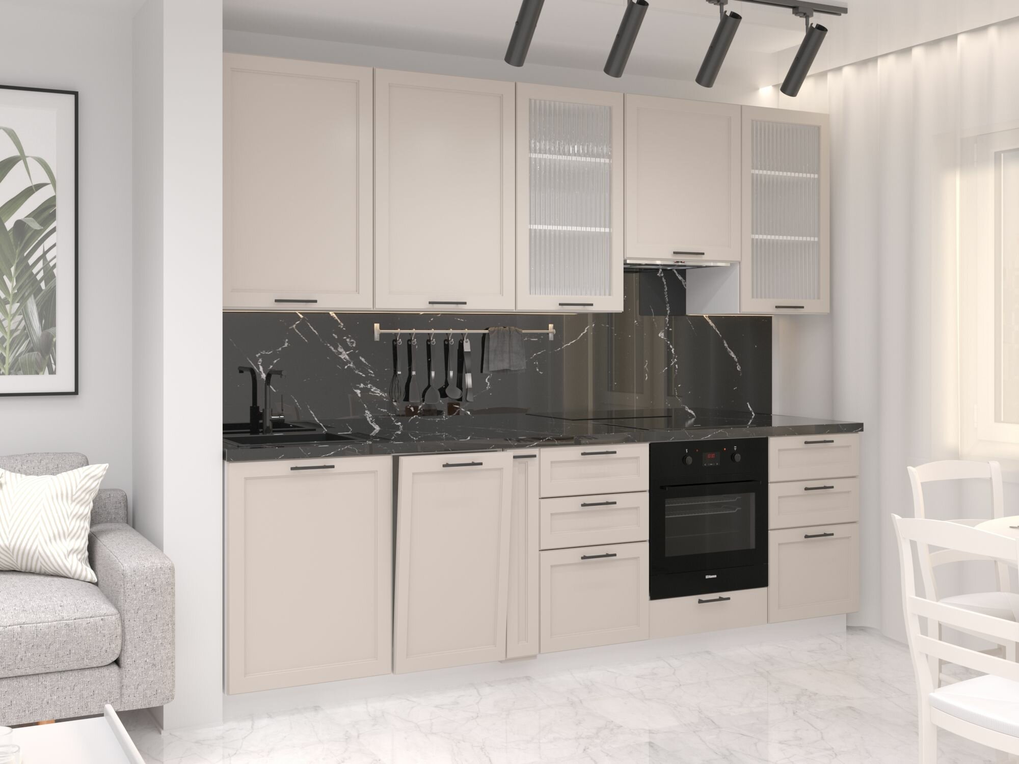 Кухонный гарнитур Барселона Кашемир, 2800 мм