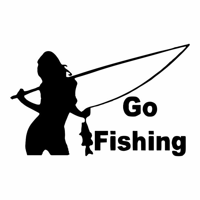 Наклейка на авто 20x13 Go fishing (с девушкой)