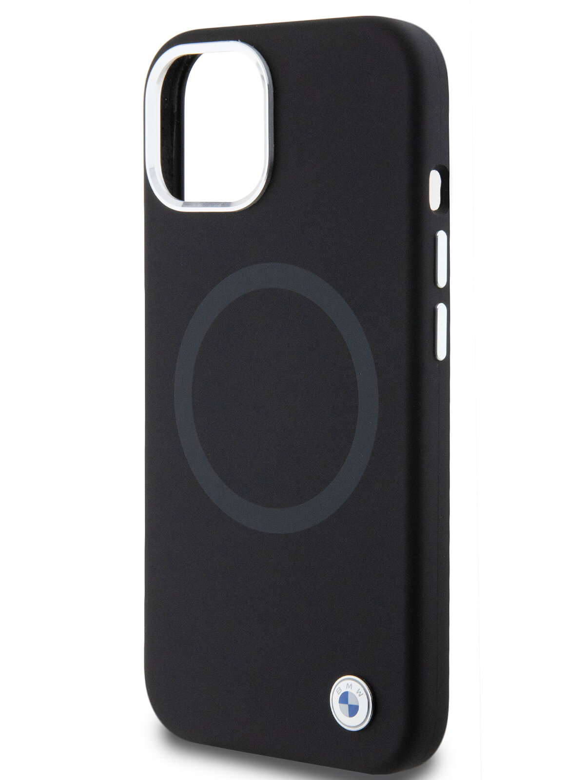 BMW для iPhone 15 чехол Signature Liquid silicone Laser Ring Hard Black (MagSafe)
