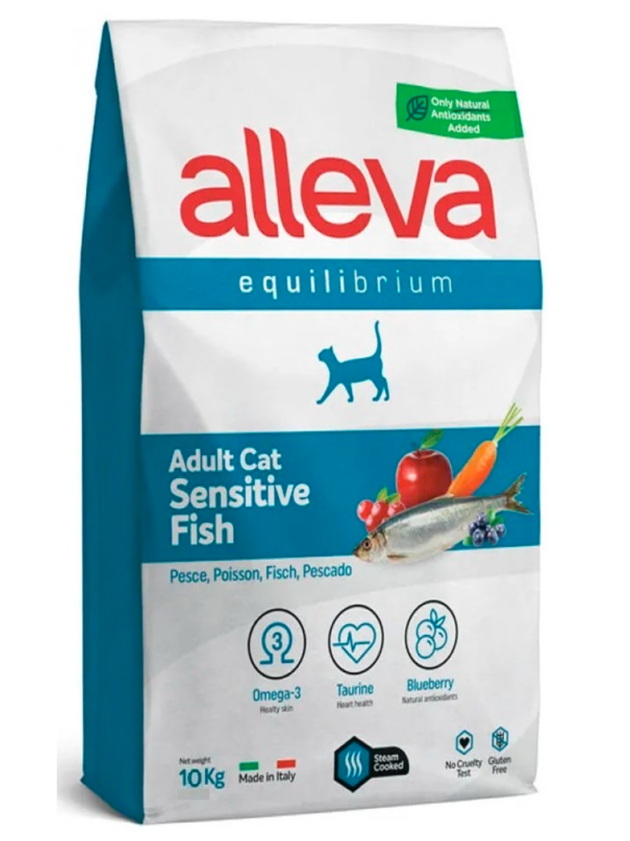 ALLEVA EQUILIBRIUM Корм для взрослых кошек Сенситив с рыбой 10 кг