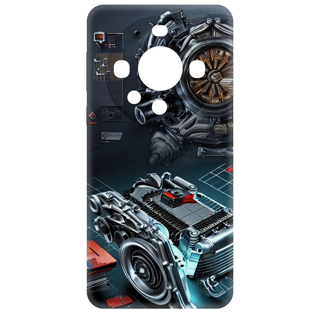 Чехол-накладка Krutoff Soft Case Моторы для Huawei Mate 60 Pro черный