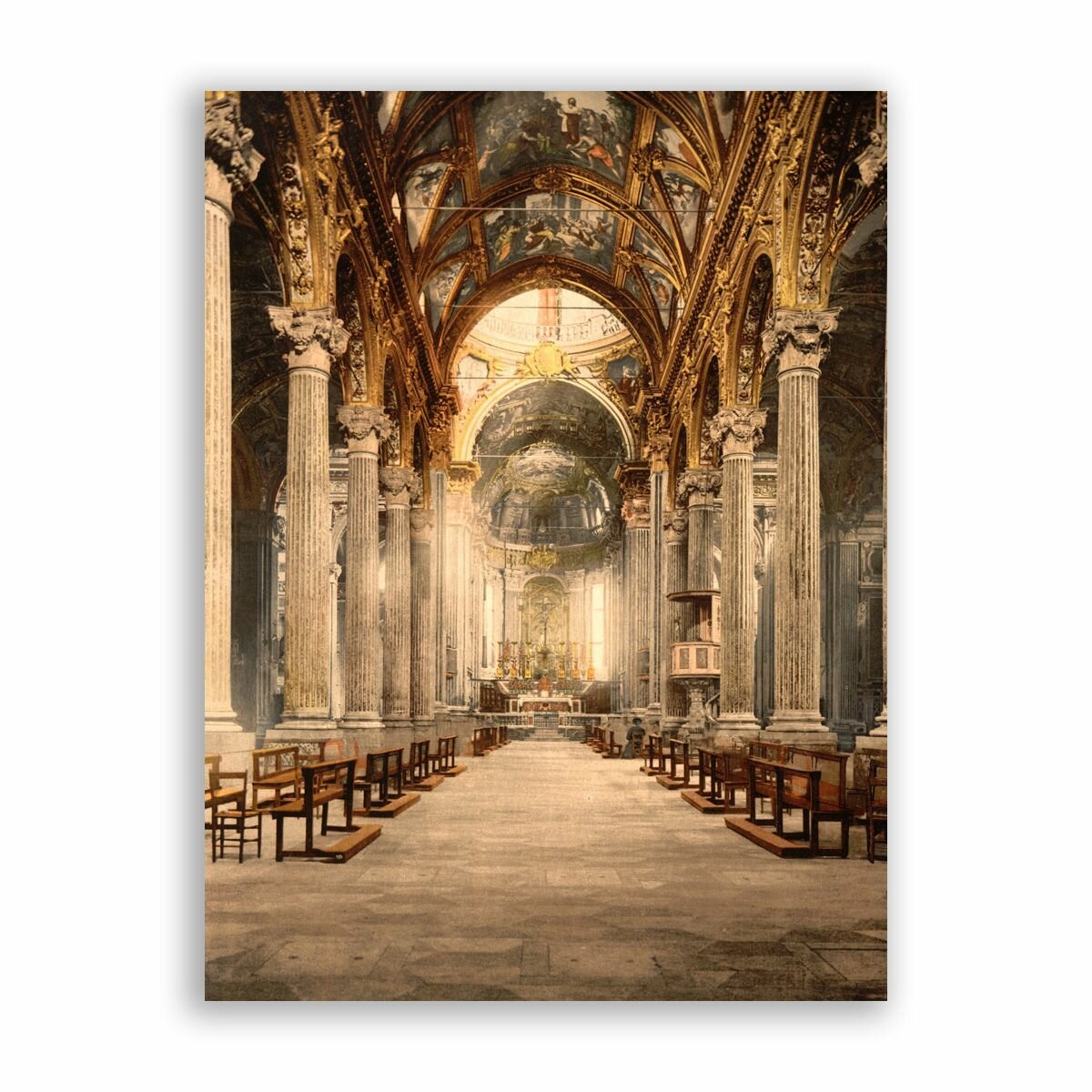 Постер, плакат на бумаге / Church of the Annunciation, interior, Genoa, Italy / Размер 40 x 53 см