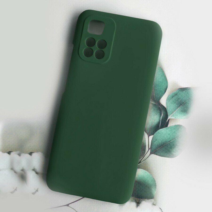 Силиконовая накладка Silky soft-touch для Xiaomi Redmi 10 темно-зеленый