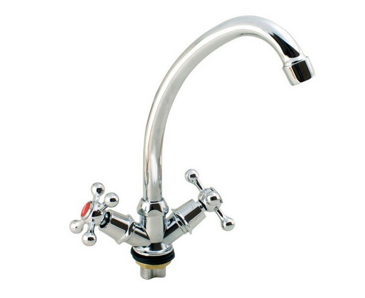 Дикалан 67-0-700 Смеситель эконом двухвентильный, для кухни, гайка, керам. кран-букса 1/2"