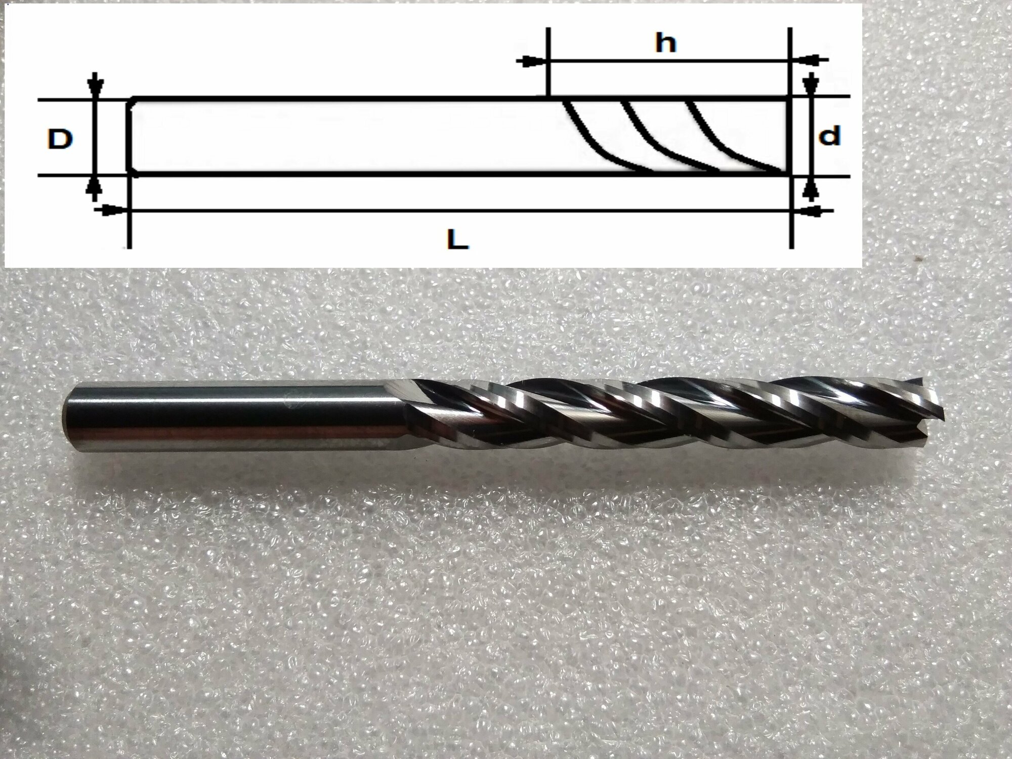 Спиральная трехзаходная фреза 3L642, d-6/ h-42/ D-6/ L-70. X series для ЧПУ станка.