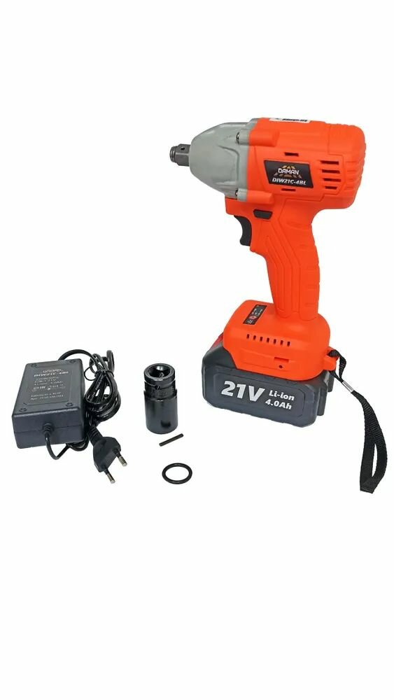 Гайковёрт аккумуляторный DIW21C-4BL DAMAN бесщёточный (21В, 1АКБ, 4Ач, 2ск, 380Н-м, обор:0-1900/0-2400)