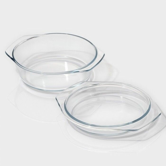 Кастрюля из жаропрочного стекла для запекания Доляна Фуэго , 1 л, 20,7 18 8 см, с крышкой