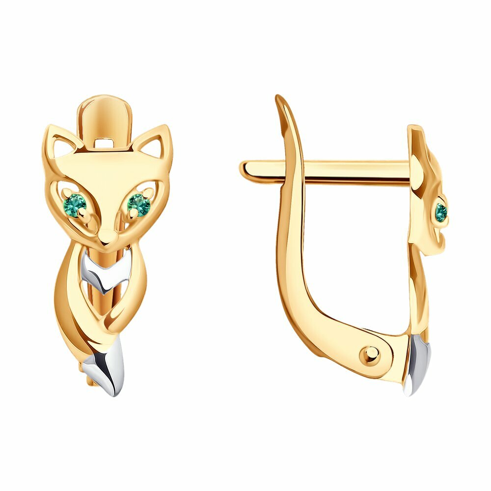 Серьги, красное золото, 585 проба, фианит