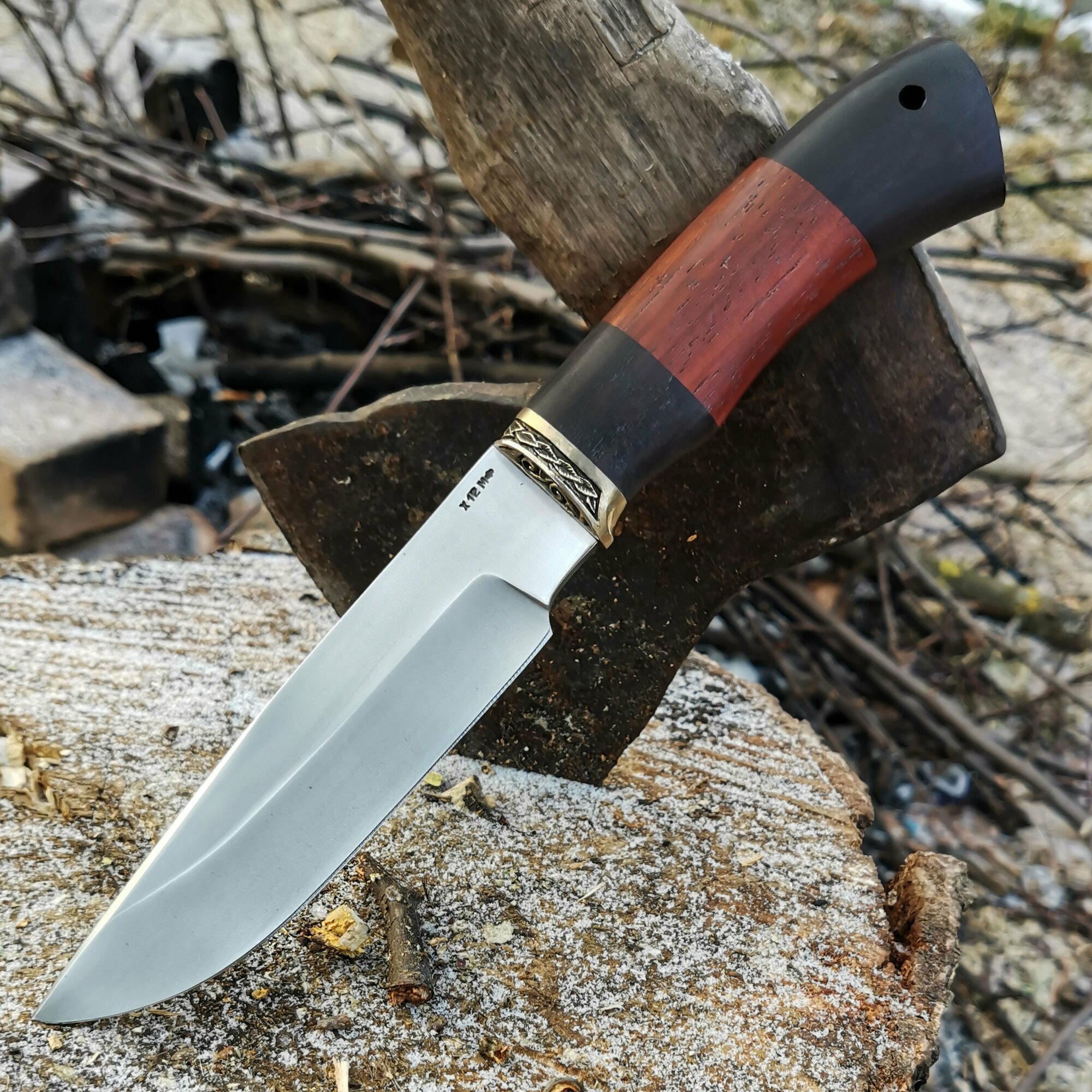 Нож Уссуриец-2 из кованой стали Х12МФ, рукоять граб-падук-граб