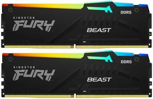 Модуль оперативной памяти Kingston Модуль памяти FURY Beast RGB XMP Gaming Memory 16GB DDR5 DIMM KF556C40BBAK2-16