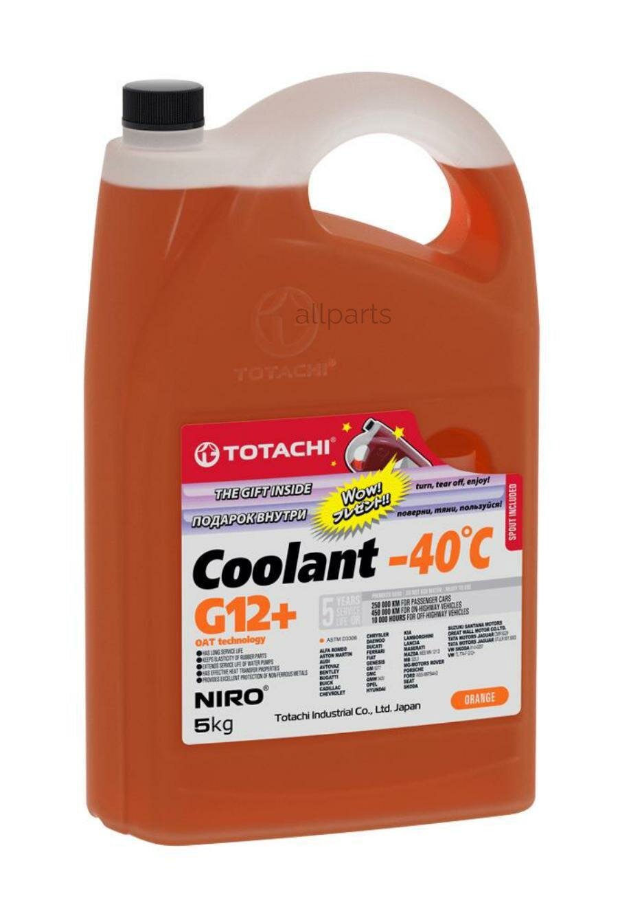 TOTACHI 47305 Жидкость охлаждающая низкозамерзающая TOTACHI NIRO COOLANT Orange -40C G12+ 5кг